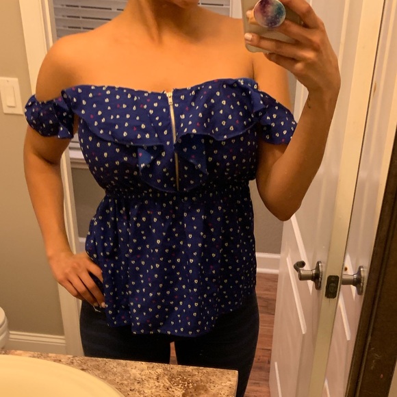 Forever 21 | Tops | Blue Ruffle Blouse | Poshmark